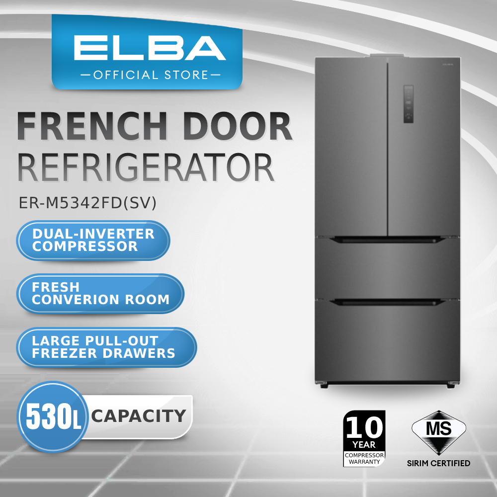 ELBA 530L French Door Refrigerator ER-M5342FD(SV) - Dual-Inverter ...