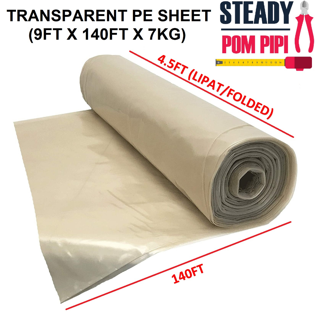9FT X 140FT TRANSPARENT PE SHEET / TRANSPARENT COVER SHEET / CLEAR ...