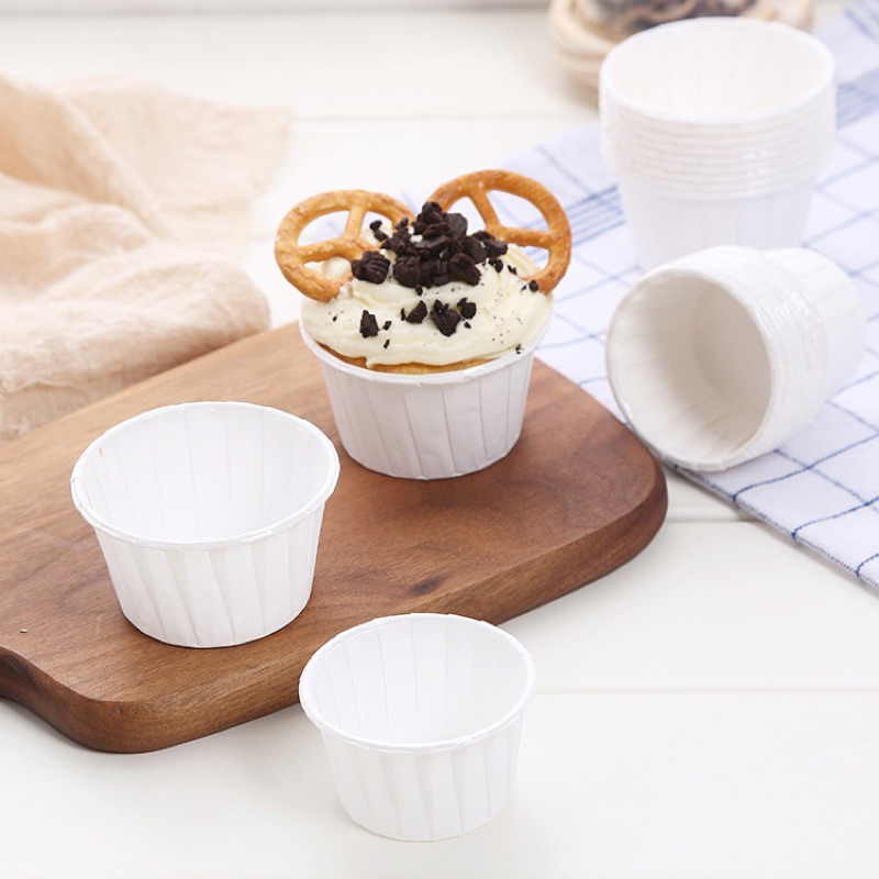 50pcs White Baking Liner Cupcake Muffin Cup Coated Greaseproof Case ...