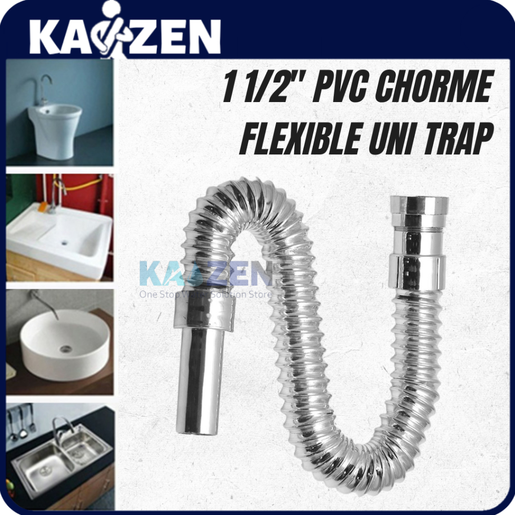 BISON J506 1 1/2" 40mm PVC Chrome Flexible Uni Trap Flexible Outlet ...