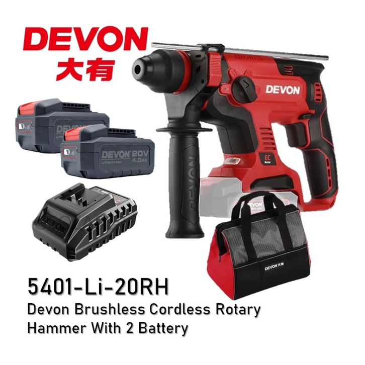 DEVON 20V Brushless Combo : Cordless Rotary Hammer & Angle Grinder OR ...