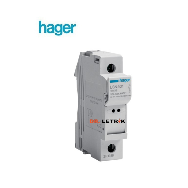 Hager Fuse Holder 10x38mm 32A Rail Mount Model LSN501 (without fuse ...