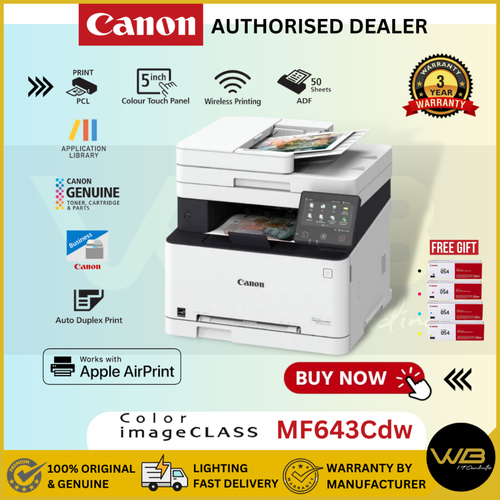 CANON imageCLASS MF643CDW 3in1 Colour Multifunction Laser Printer ...