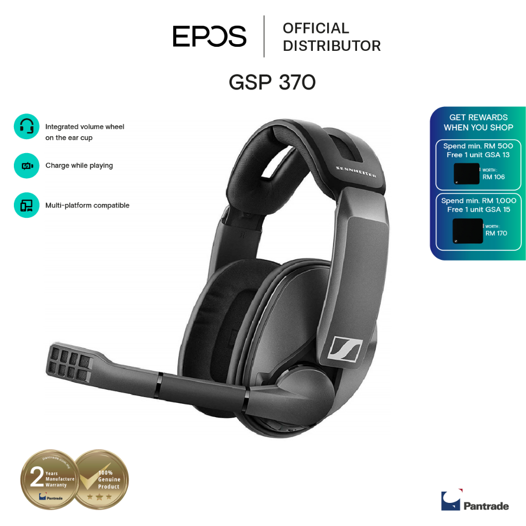 EPOS | Sennheiser GSP 370 Wireless Gaming Headset Noise-Cancelling Microphone - Black | Shopee ...