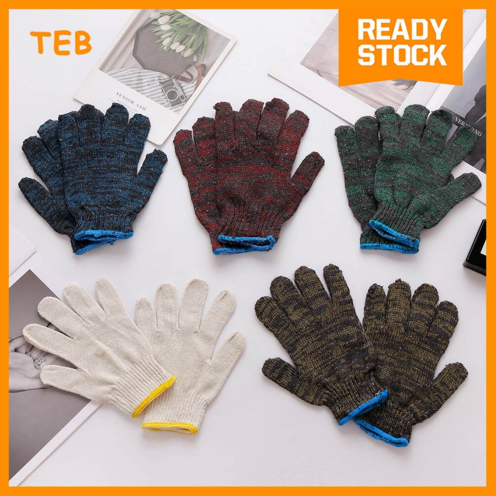 [TEB] 1 Pair Multipurpose Cotton Knitted Hand Safety 600g/800g/1000g Industries Gloves | Shopee ...