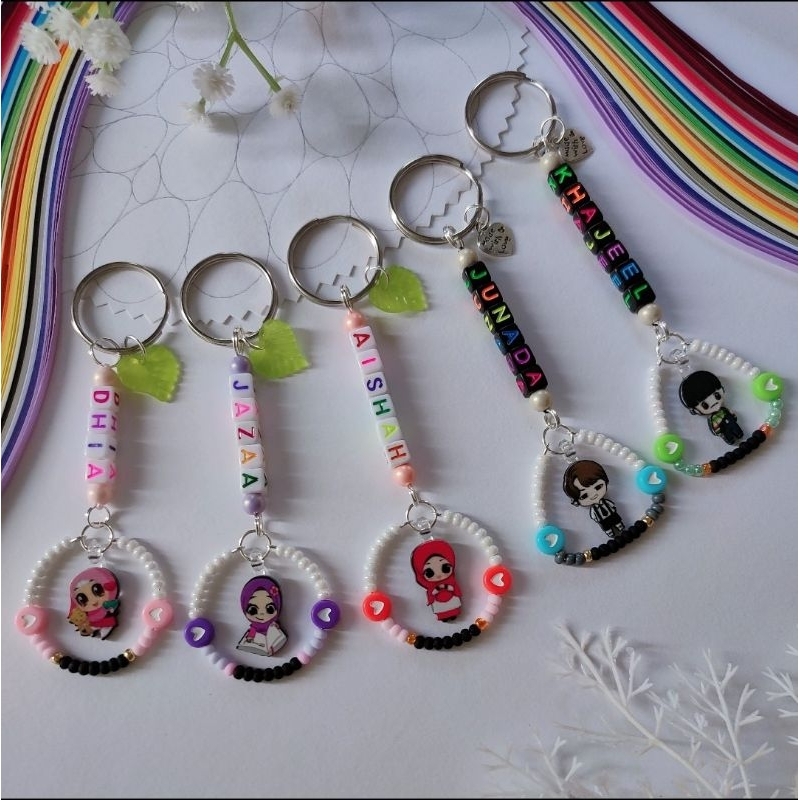Cutety Planar Muslimah & Korea Oppa Custom Letter Name Keychain ...