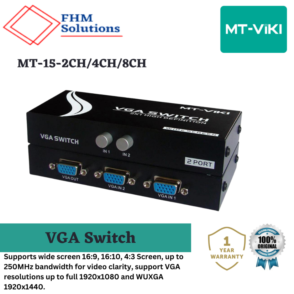 MT-VIKI Heavy Duty VGA Switch Video Selector Switcher Box (2 /4 / 8 Input 1 Output) | Shopee ...