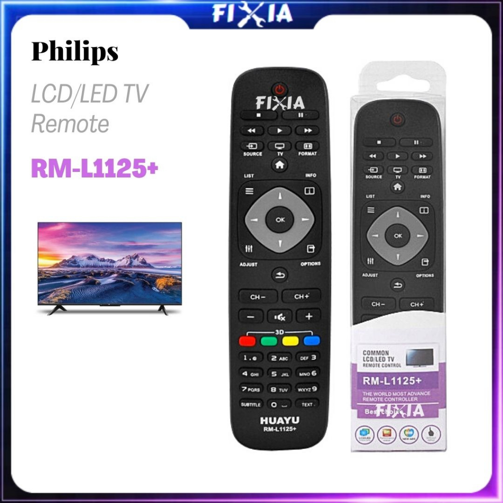 Philips Huayu RM-L1125+ LCD/LED Flat Panel Smart TV 3D Television Remote Control Controller ...
