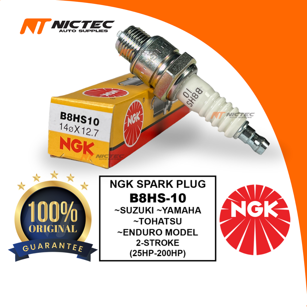 NGK SPARK PLUG B8HS-10 MARINE ENGINE USED MERCURY YAMAHA SUZUKI MARINE TOHATSU ENDURO MODEL 2 ...
