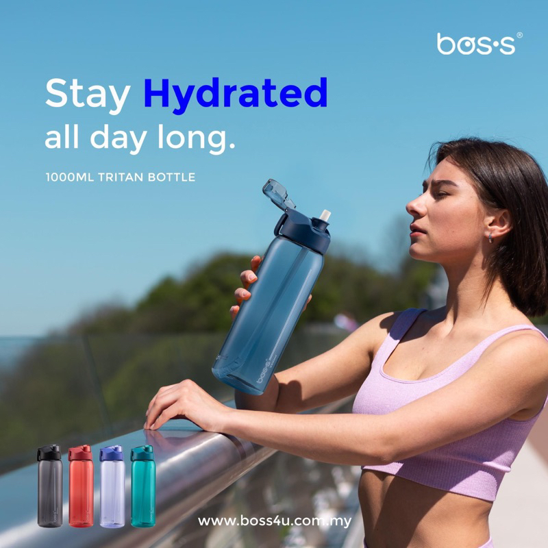 BZ100TP bos's Tritan Sport Bottle#1000ml / Bos's BPA-FREE Tritan Bottle/ Drinking Bottle / Botol ...