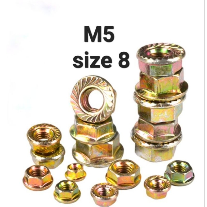 (50/PCS) M5 SIZE 8 plated color white zinc hexagonal flange face nut ...