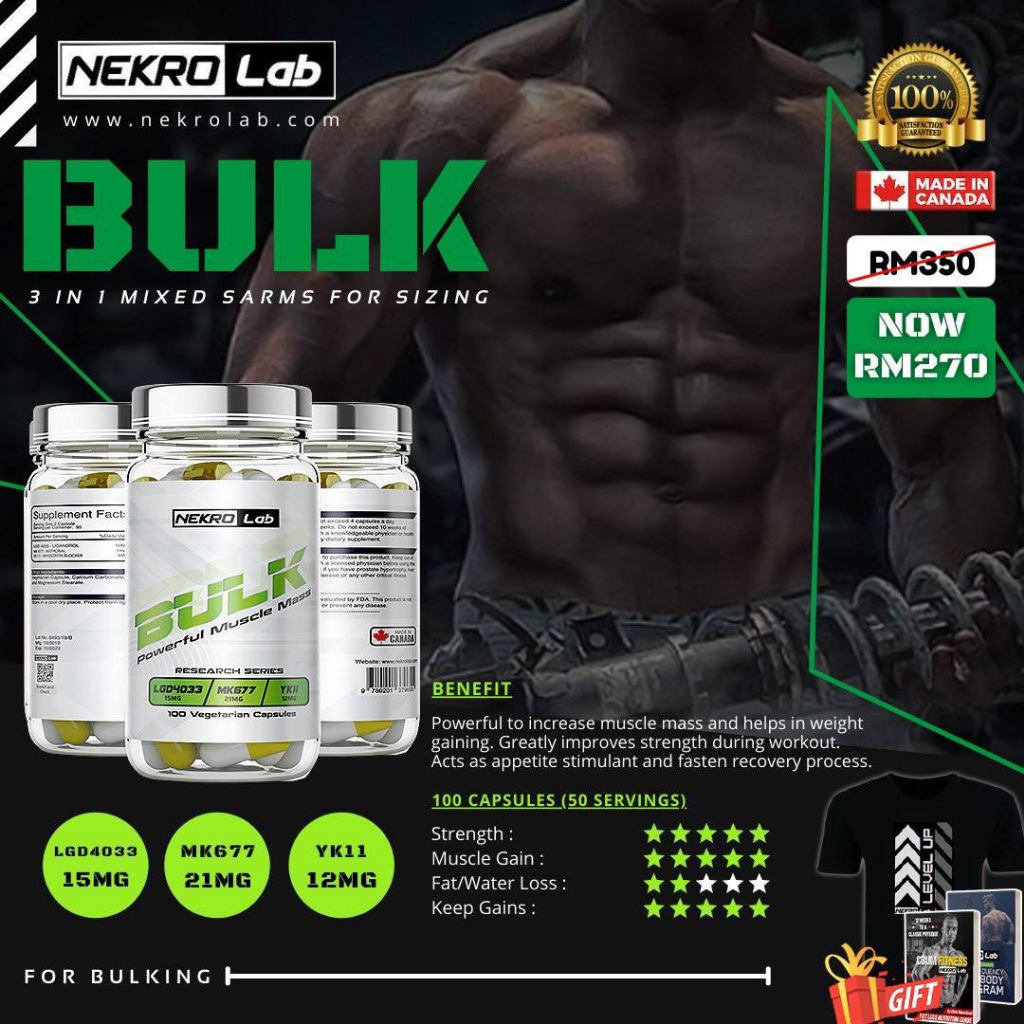 SARMS BULK Nekro Lab [LGD4033 + MK677 + YK11] 100 Capsules 3in1 Mixed ...