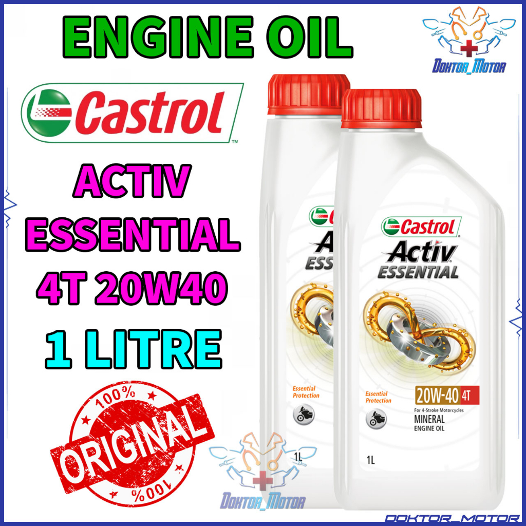 CASTROL GO ACTIV ESSENTIAL ENGINE OIL 20W40 100% ORIGINAL 1 LITRE ...