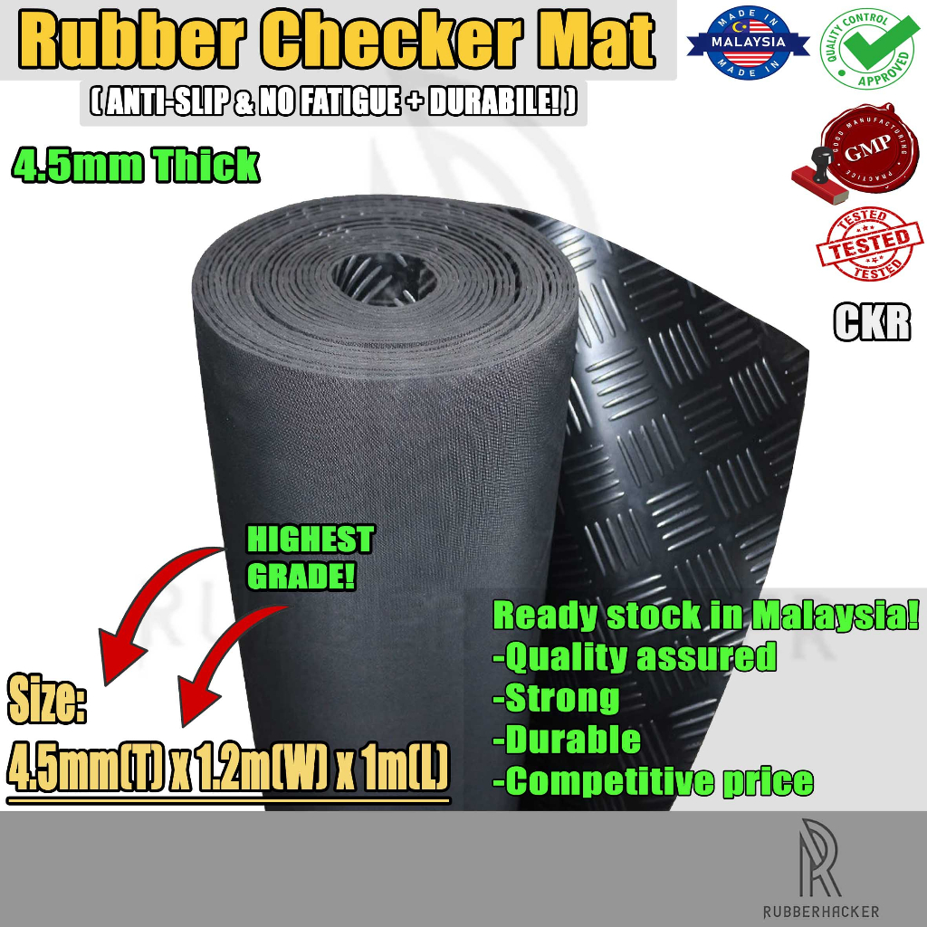 Rubber Checker Mat, Anti slip, Fatigue Reduction, Friction, Floor Mat ...