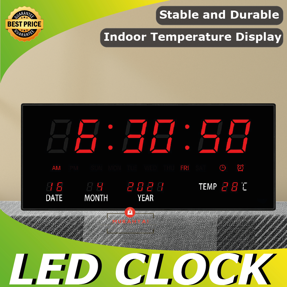 Jam Dinding Digital LED wall clock LED Number Clock jam masjid digital ...
