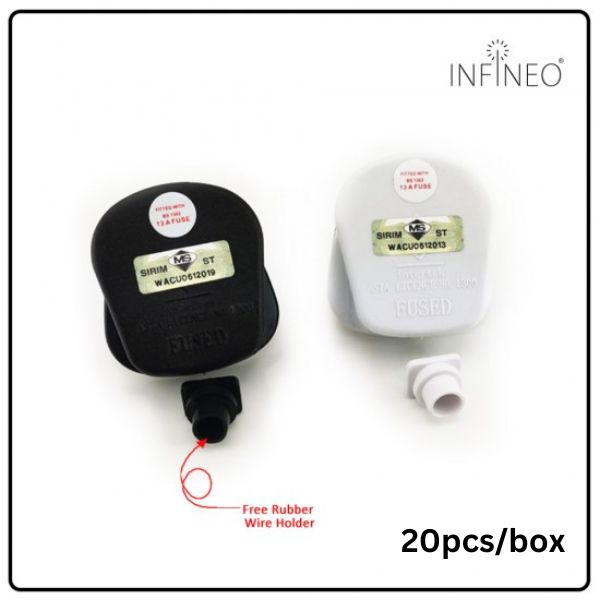 (20pcs) 13 Amp 3 Pin Safety Plug Top Socket (Original With Sirim) White ...