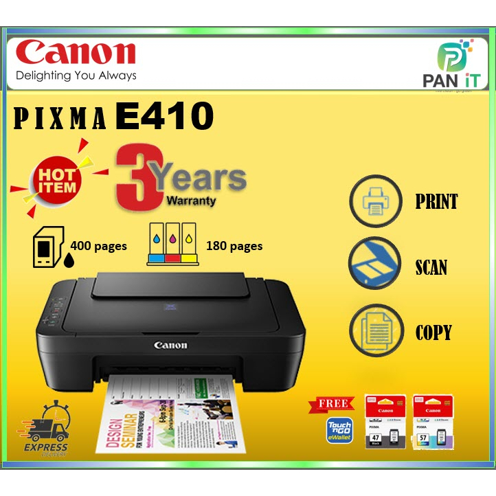 CANON PIXMA E410 (USB connect) AIO 3 IN 1 COLOR PRINTER | Shopee Malaysia