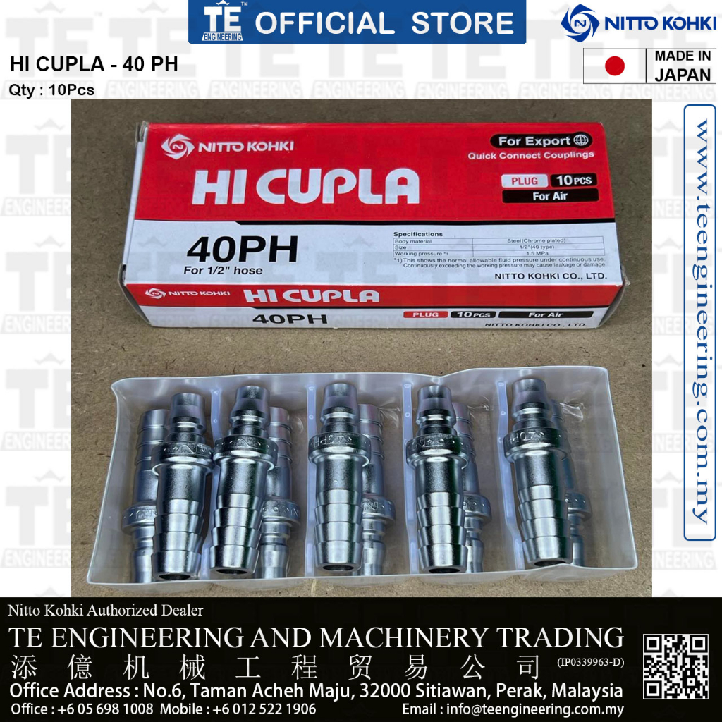 NITTO KOHKI 40PH Type Pneumatic Air Quick Coupler 10Pcs Per Box (HI CUPLA 40 PH) | Shopee Malaysia