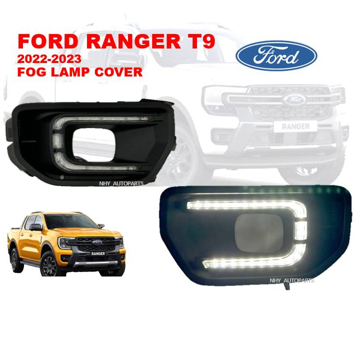 Ford ranger T9 2022 2023 XL XLT PLUS Front bumper foglamp led cover fog ...