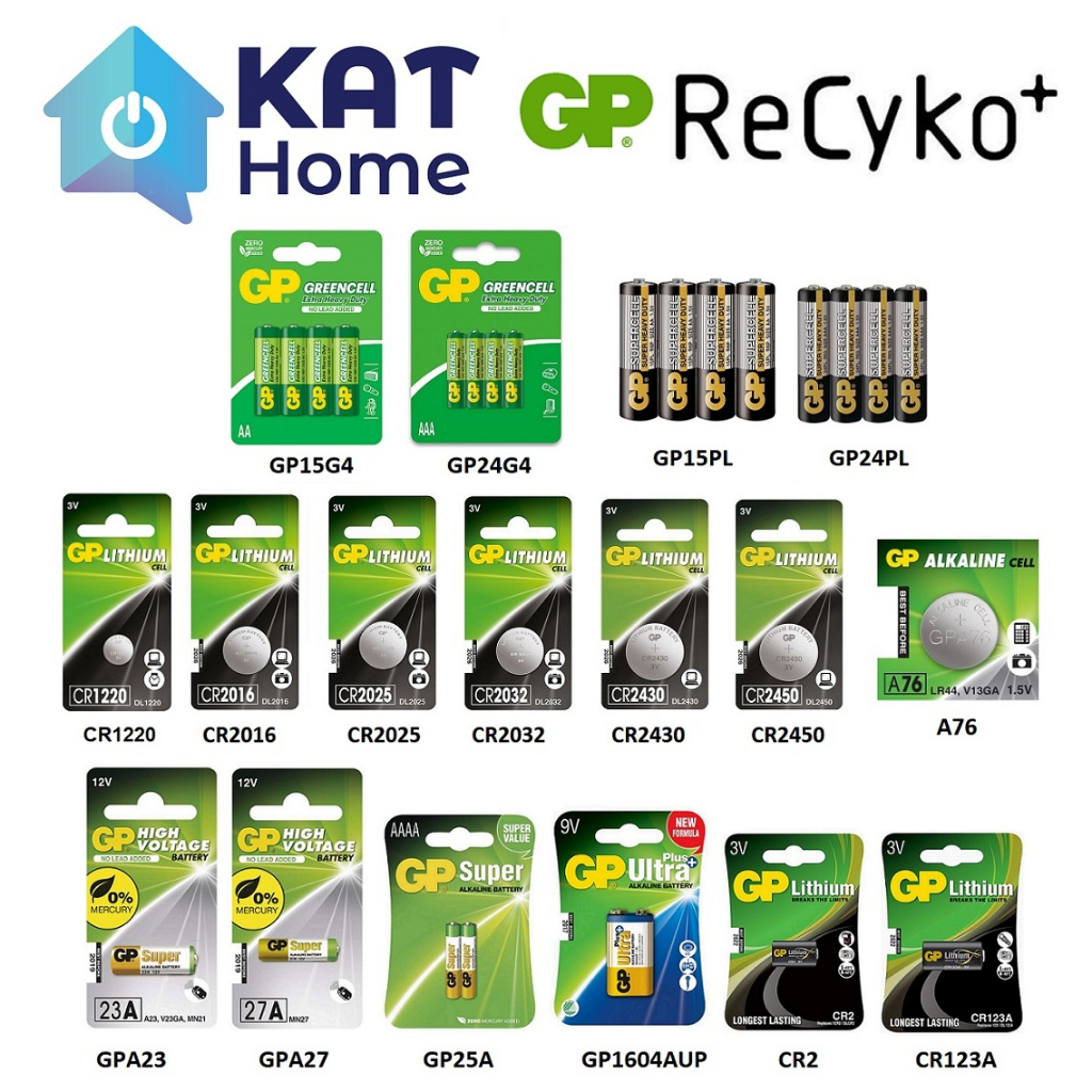 GP ALKALINE BATTERY AA / AAA / AAAA / 9V / GREENCELL / C / D /SUPERCELL ...