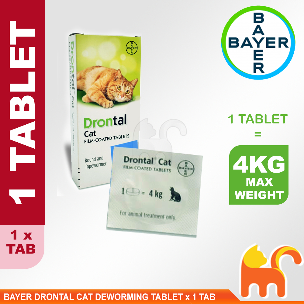 Bayer Drontal Cat (1Pcs Only) | Cat Deworming Tablet | Max Weight 4kg ...