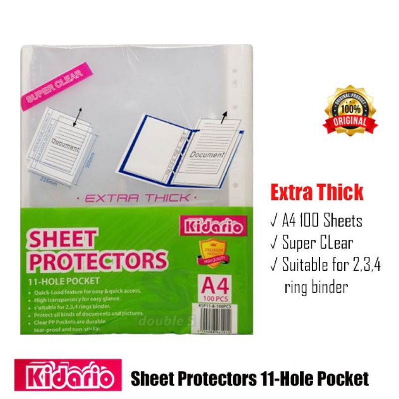🎉 READY STOCK IN MALAYSIA 🎉 KIDARIO A4 Sheet Protectors 11-hole Pocket ...