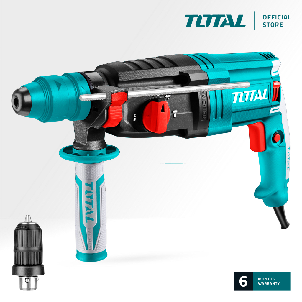 TOTAL Rotary Hammer Keyless Quick Change Chuck SDS+ (950W) + Drill (3 ...