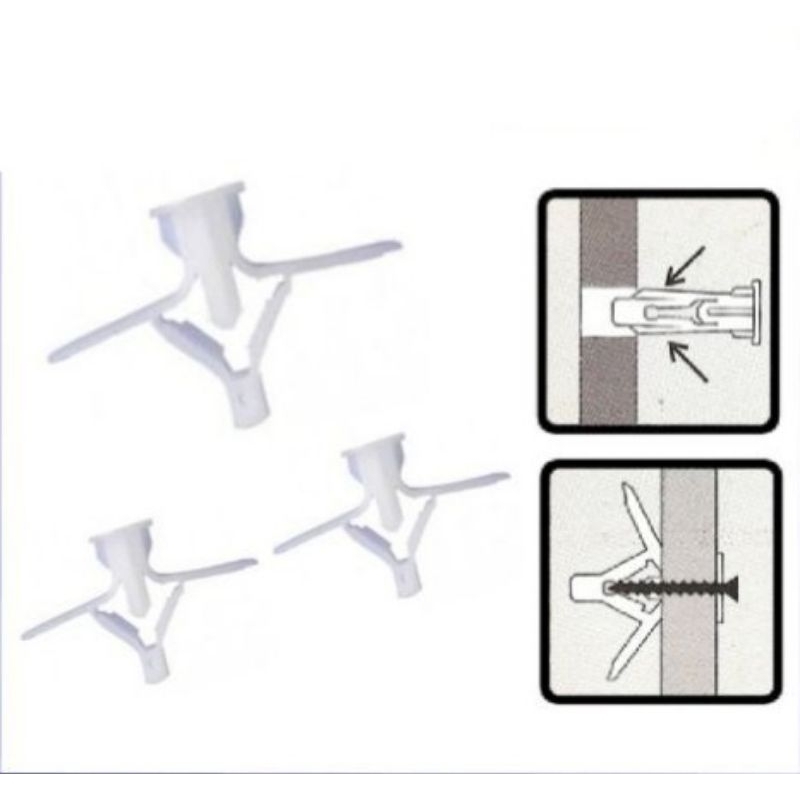 10 Unit Nylon Buttertly Wall Plug for Hollow Partition Wall Ceiling ...