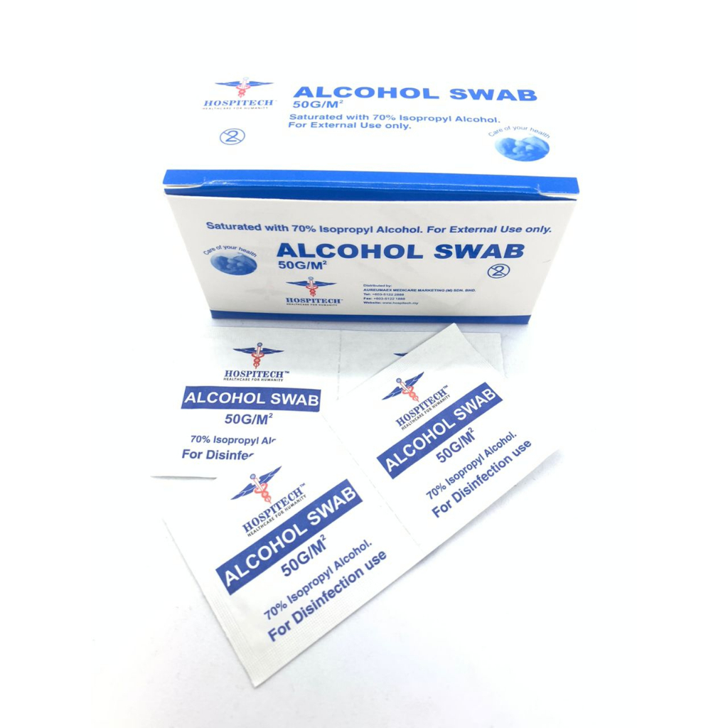 Hospitech Alcohol Swab Medical (100's/Box) - Saturated with 70% ...