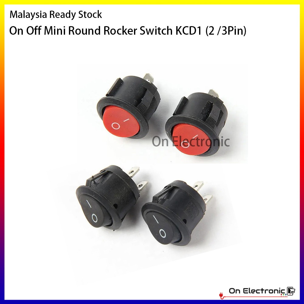 Mini Round Rocker Switch 翘板开关 KCD1-105S 2/3 Pin On Off Black/Red W/O ...