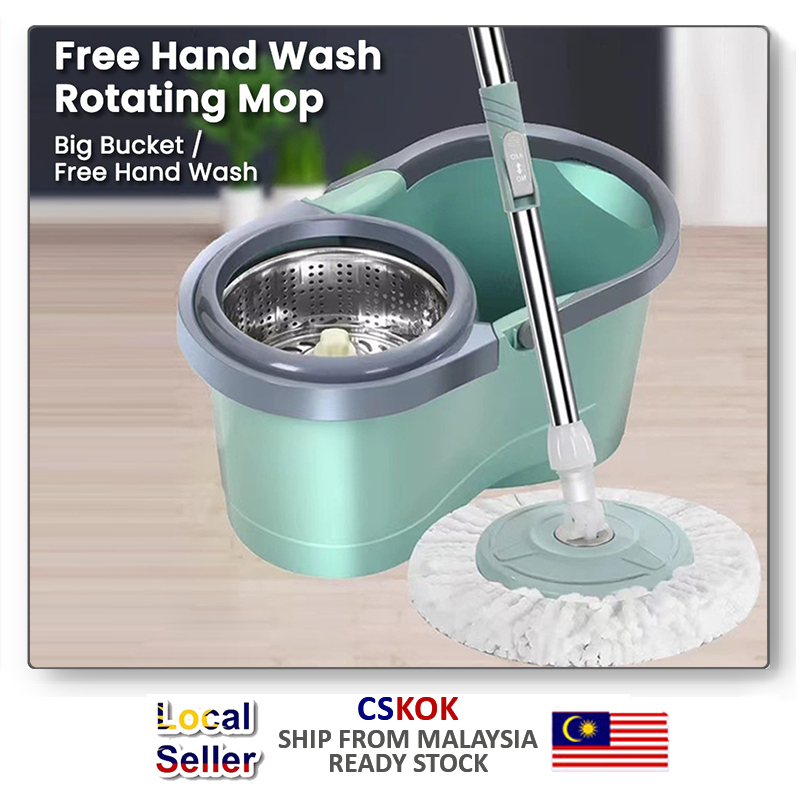 Smart Rotating Mop Set 】 Hand-Free Hand Wash | Spin Mop Set with Wheel ...