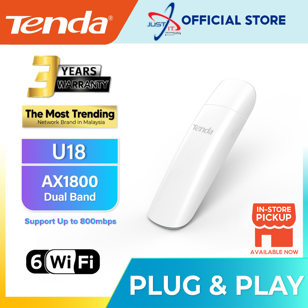 Tenda U18 Dual-Band Wifi 6 USB Adapter AX1800 | Shopee Malaysia