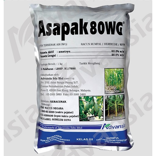 ASAPAK 80WG/ Racun Rumpai/ ametryn 80.0% w/w/ Semalu/ Rumput Bungan ...
