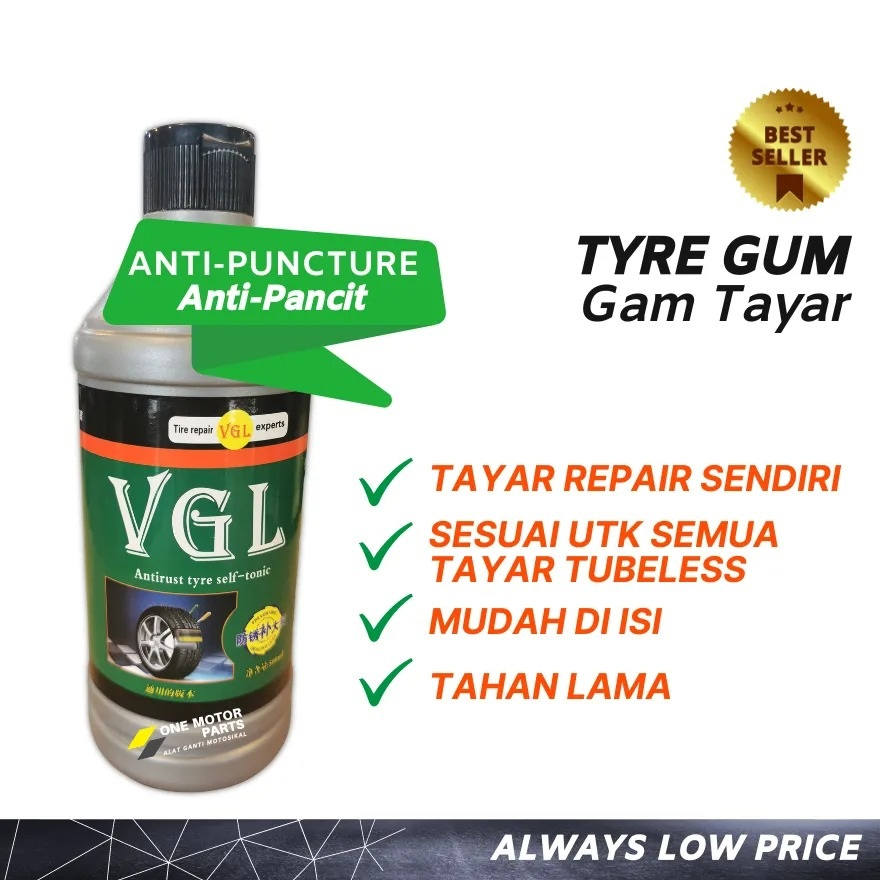 VGL 500ML Cecair Tayar Tyre Self Repair Liquid Tubeless Antirust Tyre ...