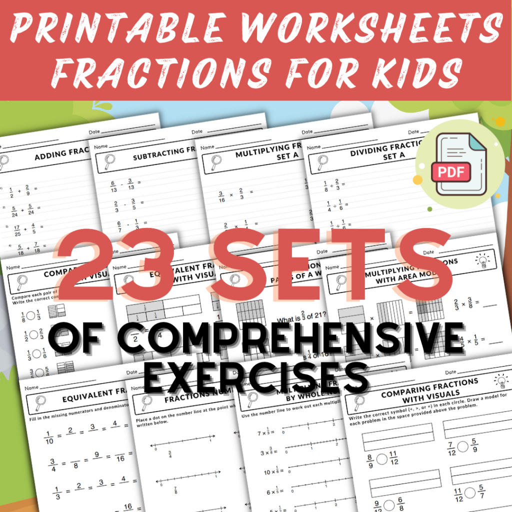 [PDF] Printable Fractions Worksheets for Primary School | 23 Sets of ...