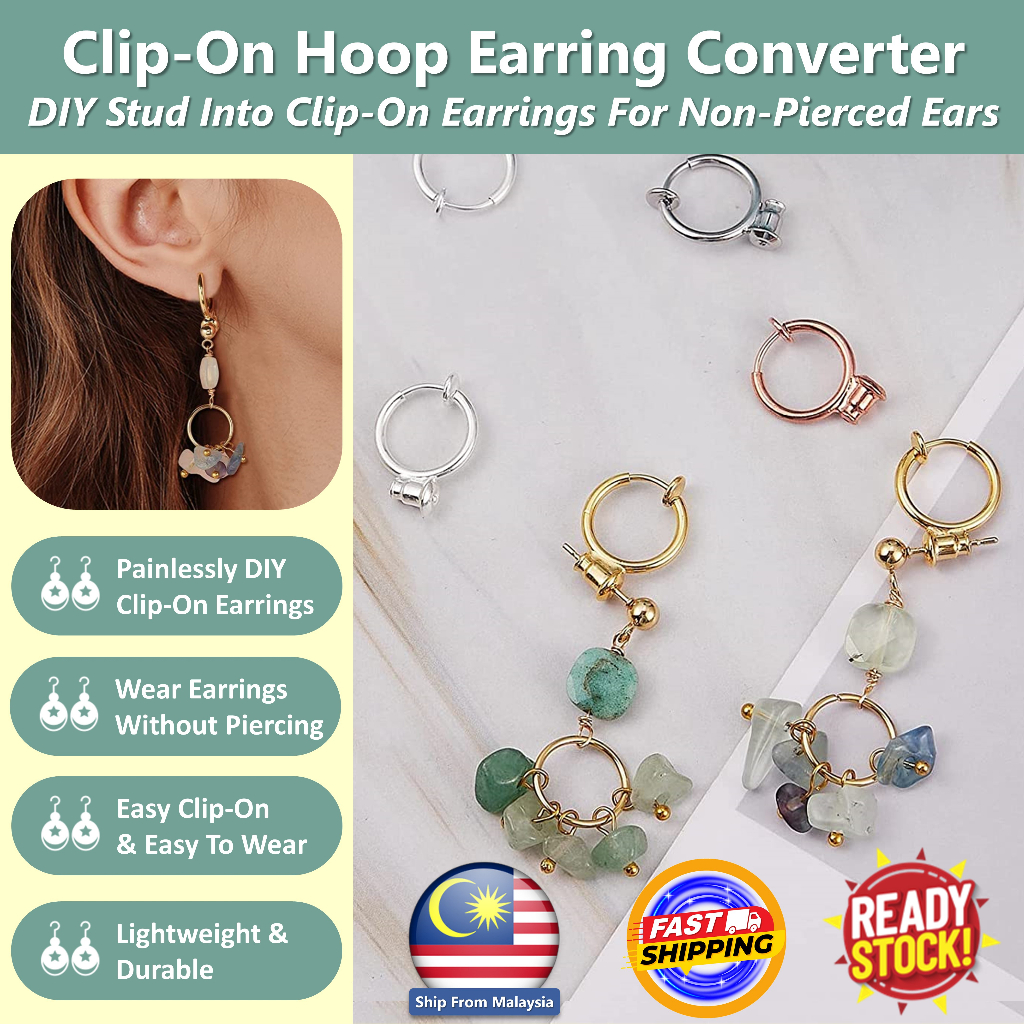 Clip-On Earring Converter Easy DIY Non-Pierced Earrings Painlessly ...