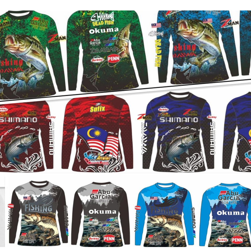 BAJU JERSEY MEMANCING IKAN LENGAN PANJANG FULL PRINT / TSHIRT UNISEX ...