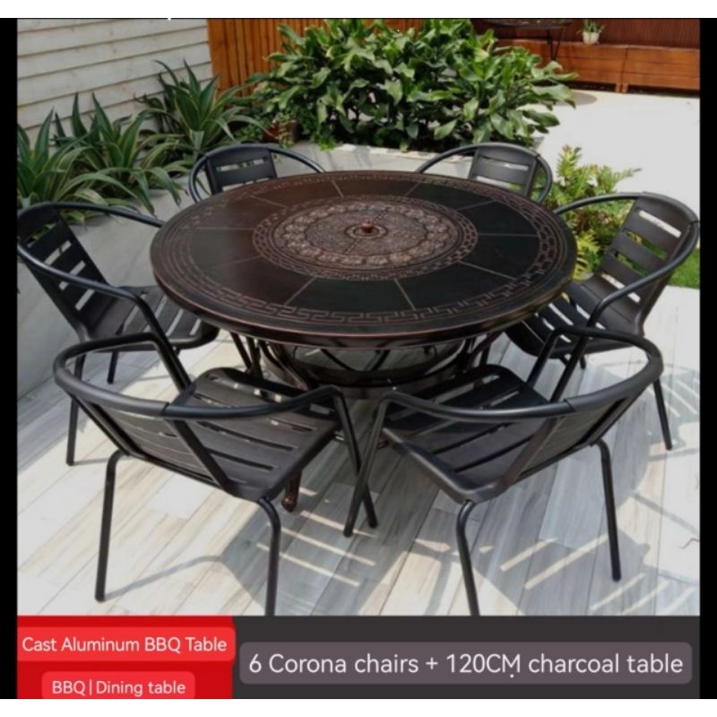 Outdoor barbecue tables and chairs cast aluminum household commercial ...