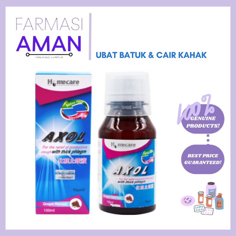 Homecare Axol Liquid Grape Flavour 100ml (Ubat Batuk Kahak) | Shopee ...