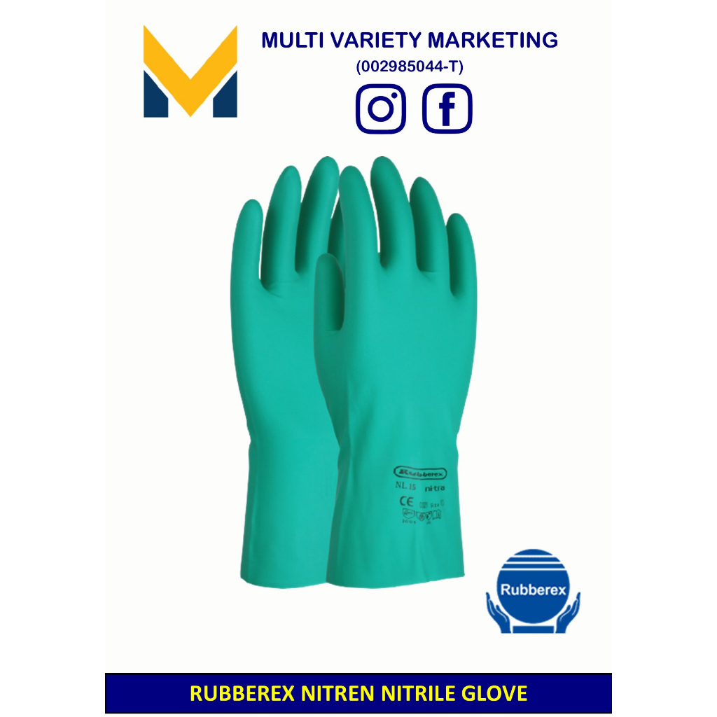 MVM Rubberex Nitren Nitrile Hand Glove Oil&fats Chemical Solvents Acid ...