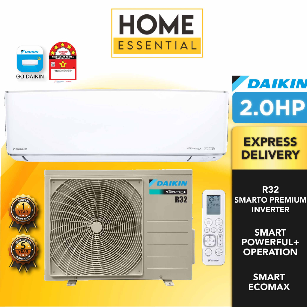 Daikin 1 0hp 2 0hp Smarto Premium Inverter R32 Air Conditioner Ftkh