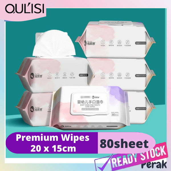 OULISI 80pcs Baby Wipes Wet Tissue Large Anti-Bacterial No Alcohol ...