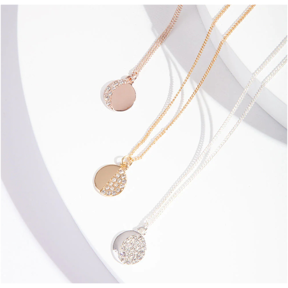 Lovisa 3 Tones Moon Phase Necklace Set of 3 in Gift Box | Rantai Leher ...
