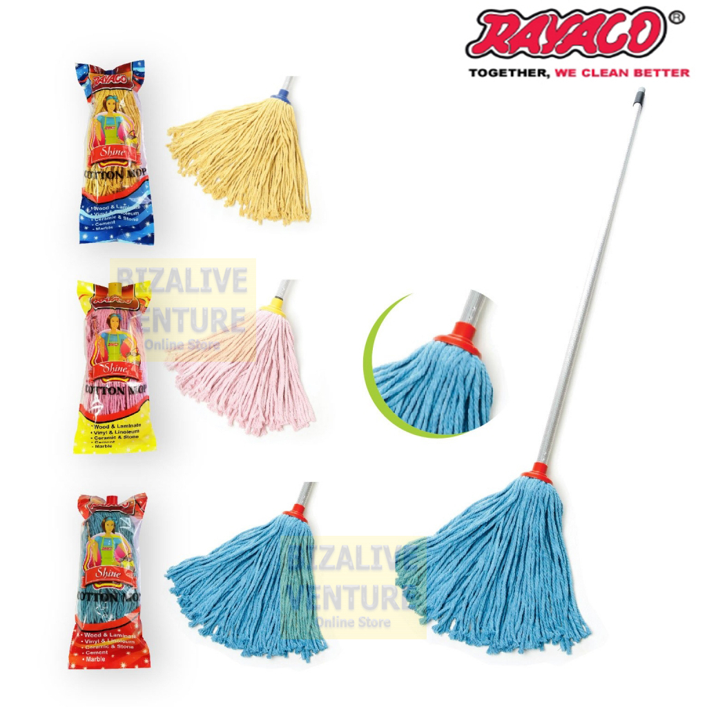 Rayaco Colour Cotton String Mop & Handle | Circular Mop | Mop Lantai ...