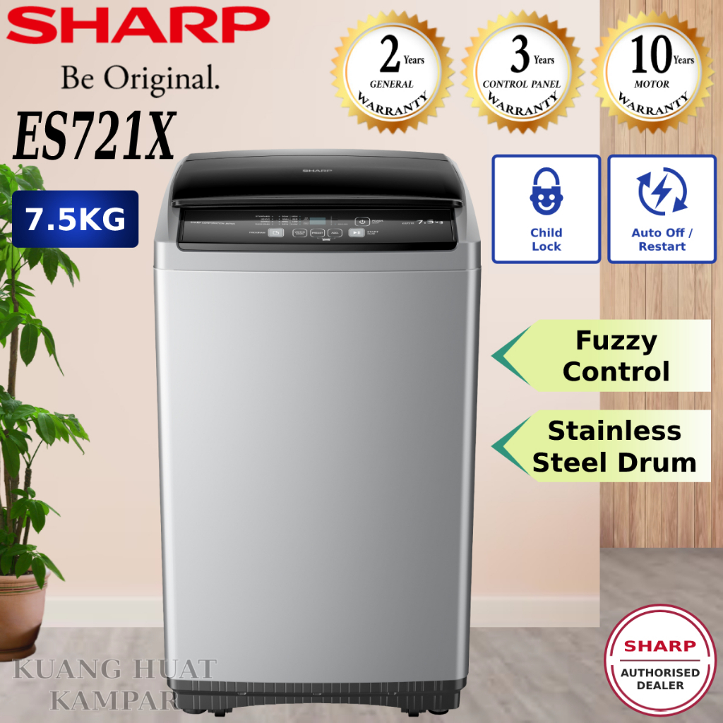 SHARP 7.5KG // 8.5KG FULLY AUTO WASHING MACHINE / WASHER ES721X / ES ...