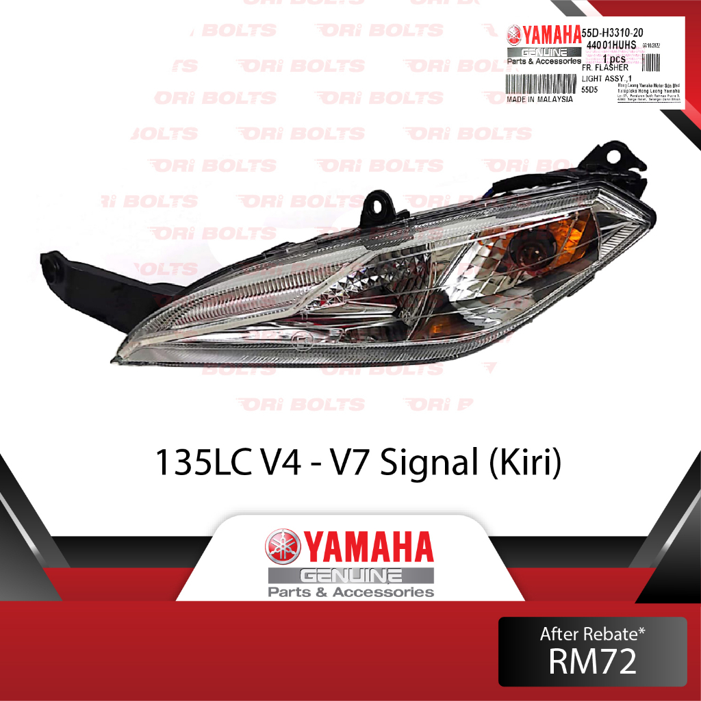 55D-H3310-20 Yamaha Original 135LC V4 V5 V6 V7 (3901) Front Signal Assy (Left) Signal Depan ...