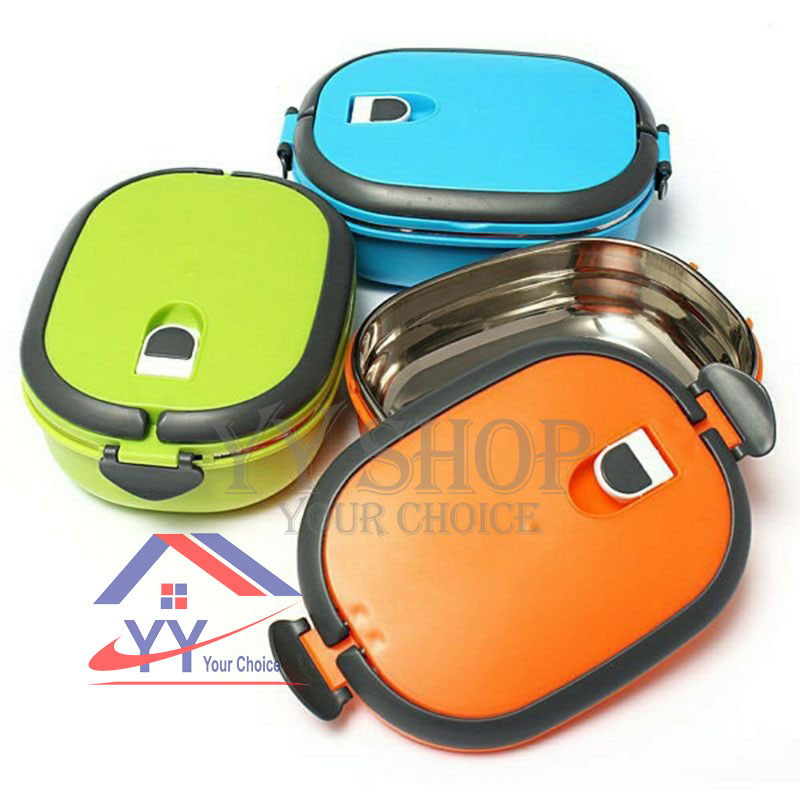 Stainless Steel Rectangular Shape Colour Lunch Box 1 Layer with Handle ...