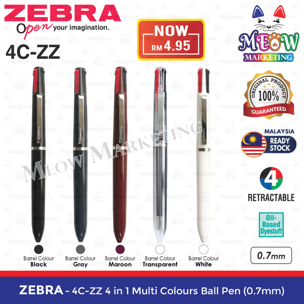 Zebra 4C-ZZ 4 in 1 Multi Colours Ball Pen 0.7mm | Shopee Malaysia