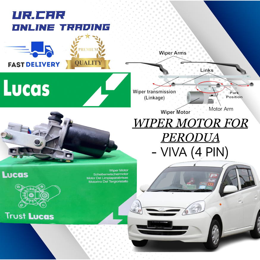 LUCAS WIPER MOTOR PERODUA VIVA (4 PIN) 100% ORIGINAL PREMIUM PRODUCT ...