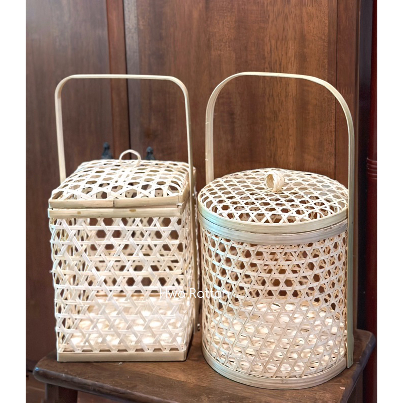 Bamboo handcrafted woven tiffin doorgift hamper gift rantang besar ...